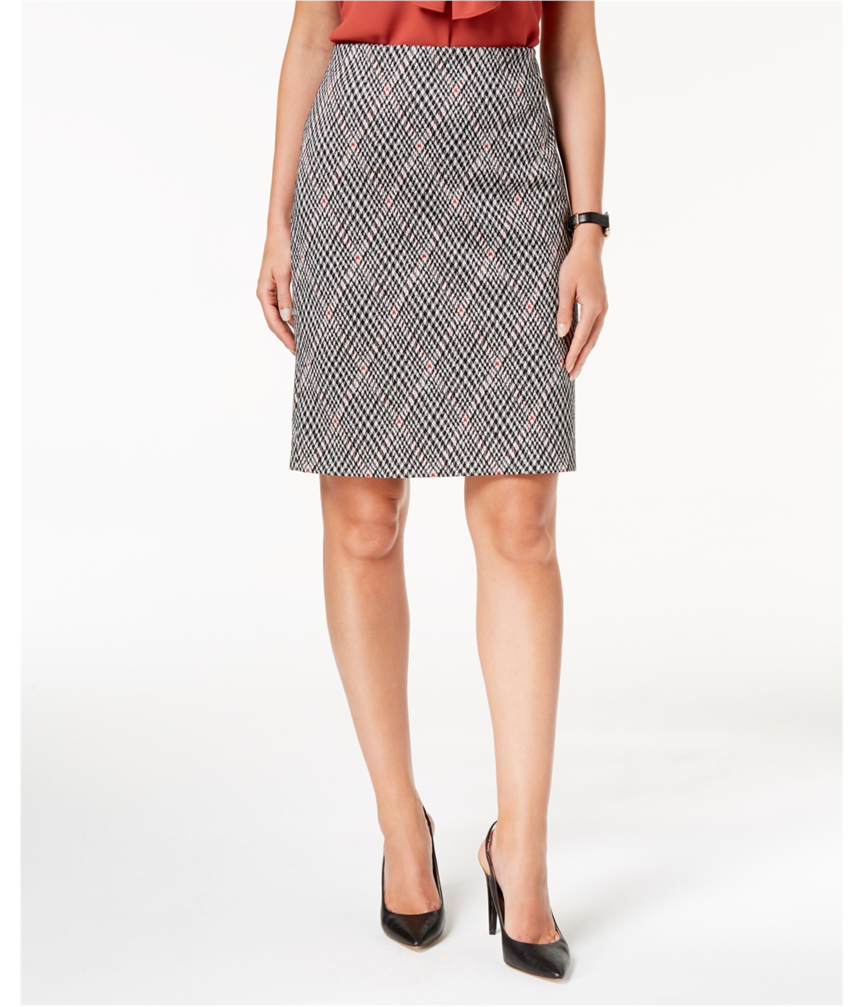 Nine West Womens Printed Pencil Skirt, Black, 14 | eBay