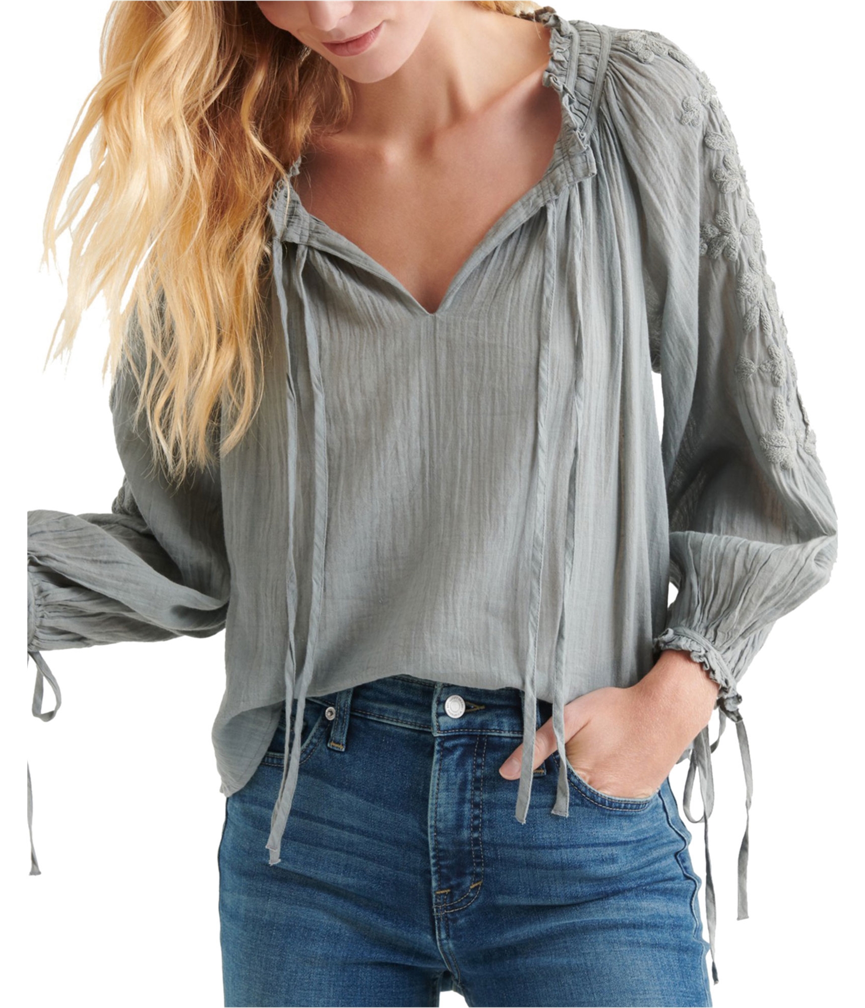 Lucky Brand Womens Embroidered Peasant Blouse, Blue, Medium | eBay Lucky Brand Womens Embroidered Peasant Blouse, Blue, Medium | eBay